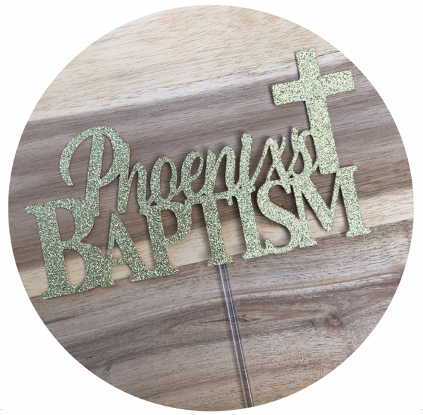 Baptism Personalised Glitter Cake Topper – Blissful Toppers