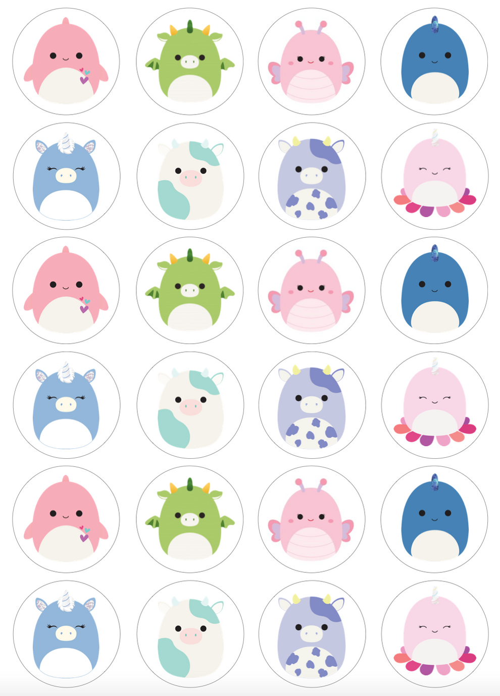 Squishmallows Cupcake Edible Icing Image Toppers – Blissful Toppers