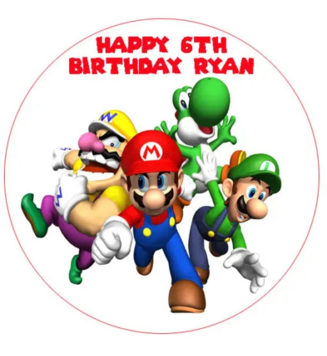 Super Mario Round Cake Edible Icing Image Topper 19cm – Blissful Toppers
